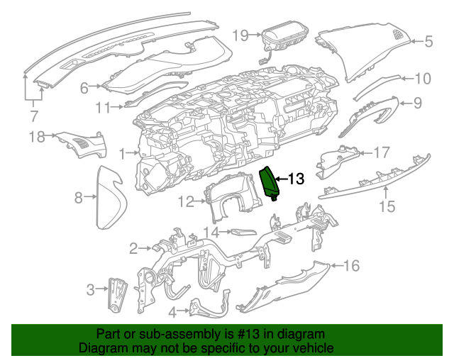 2015-2019 Cadillac Choccachino Instrument Panel Center Trim Pad ...
