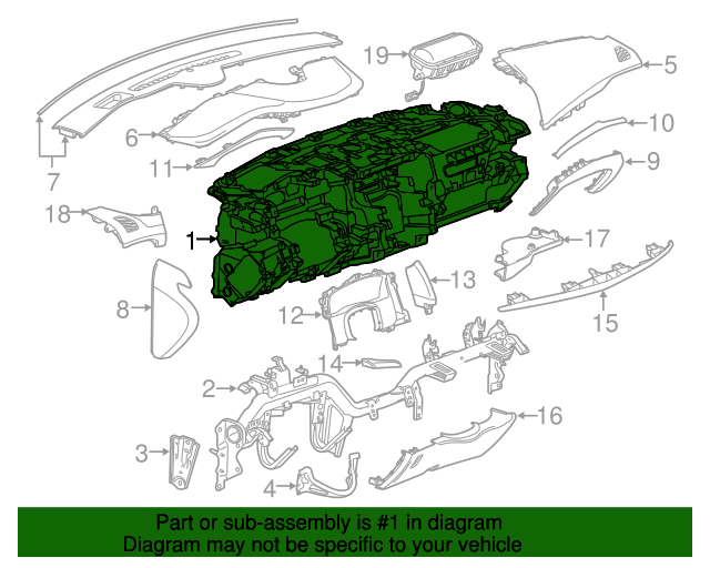 2015-2020 Cadillac Instrument Panel Carrier 84164456 | GMPartsDirect.com
