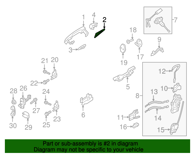 Genuine OEM Handle, Outside Gasket Part# 82654-B1000 Fits 2015-2020 ...