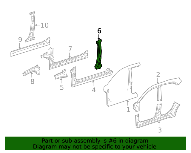 2015-2020 Mercedes-Benz Body B-Pillar Reinforcement 156-630-34-00 ...
