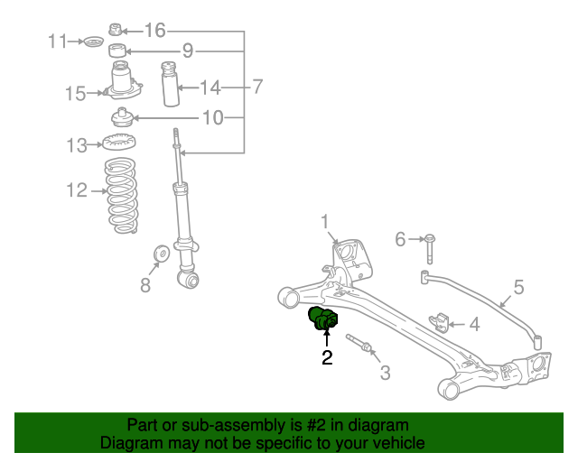 2009-2011 Toyota Corolla Axle Beam Bushing 48725-12630 | Toyota Parts ...
