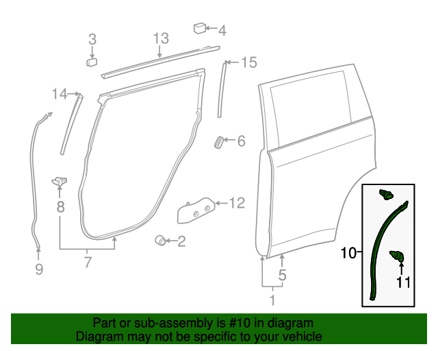 2014-2019 Toyota Highlander Weatherstrip 67887-0E050 | Toyota Parts Center