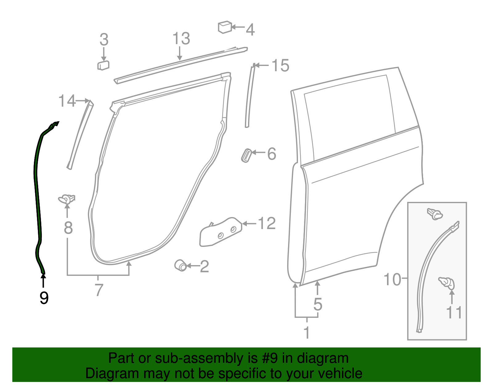 Genuine Toyota Weatherstrip part# 67895-0E020 for 2014-2019 Toyota ...