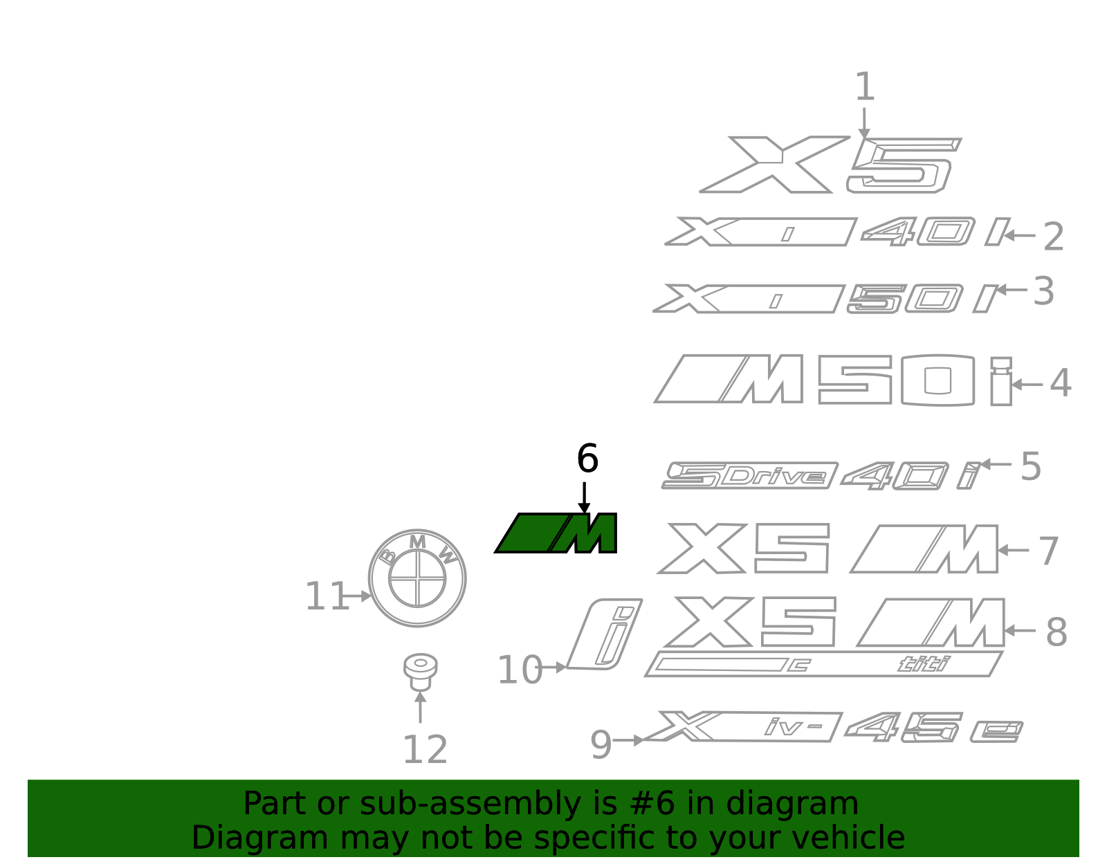 BMW 2019-2025 BMW X5 Hatch Emblem 51-14-8-094-236 | BMW AutoNation Parts
