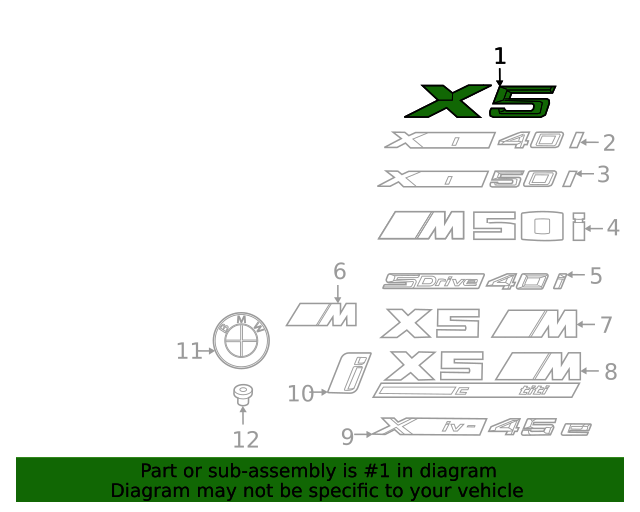 51-14-7-424-395 - Hatch Emblem 2019-2024 BMW X5 | AutoNationParts.com