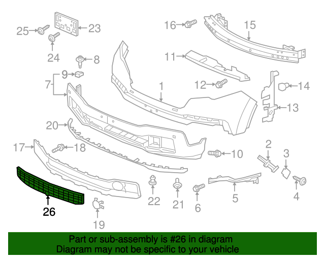71113-T6Z-A00 - Mesh Front Bumper (Lower) - 2017-2020 Honda Ridgeline ...