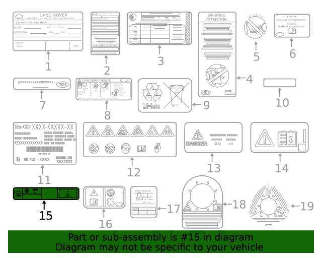 2014-2015 Land Rover Range Rover Sport AC Label LR038012 | JaguarParts.com