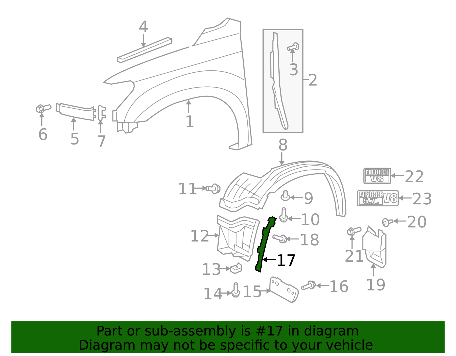 2007-2013 Toyota Tundra Fender Liner Support Bracket (Right, Front ...