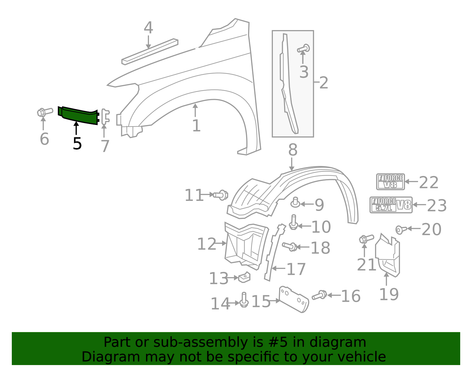 2007-2013 Toyota Fender Extension Panel (Left, Front) 53932-0C901 ...