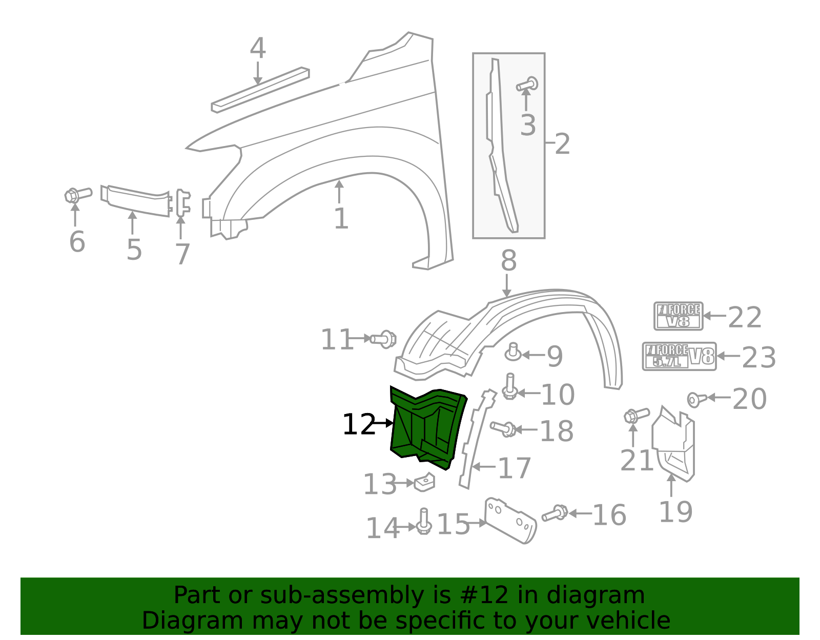 2007-2013 Toyota Tundra Fender Liner - PASSENGER SIDE 53805-0C011 ...