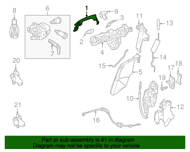 204-760-13-70-7755 - Exterior Door Handle 2010-2019 Mercedes-Benz ...