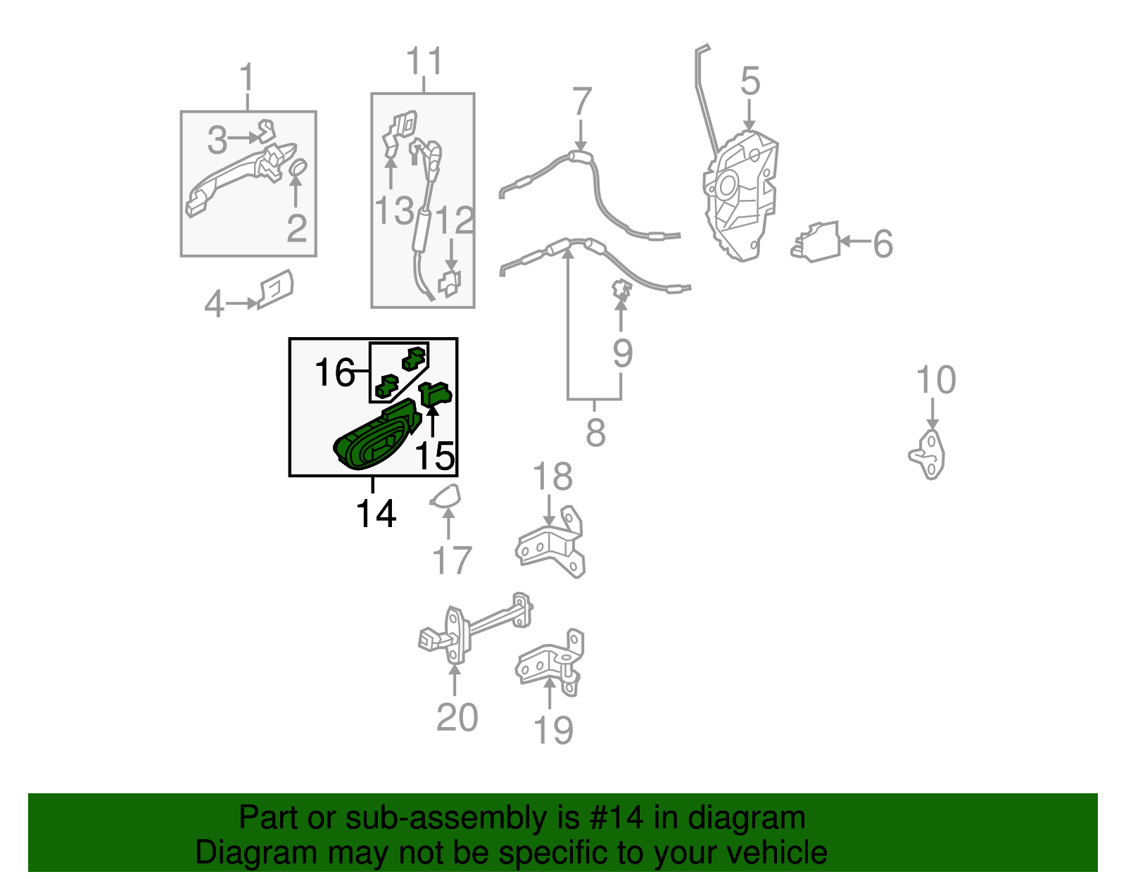 72120-SNA-A21ZB - 2006-2011 Honda Civic - Handle Assembly R Front Door ...