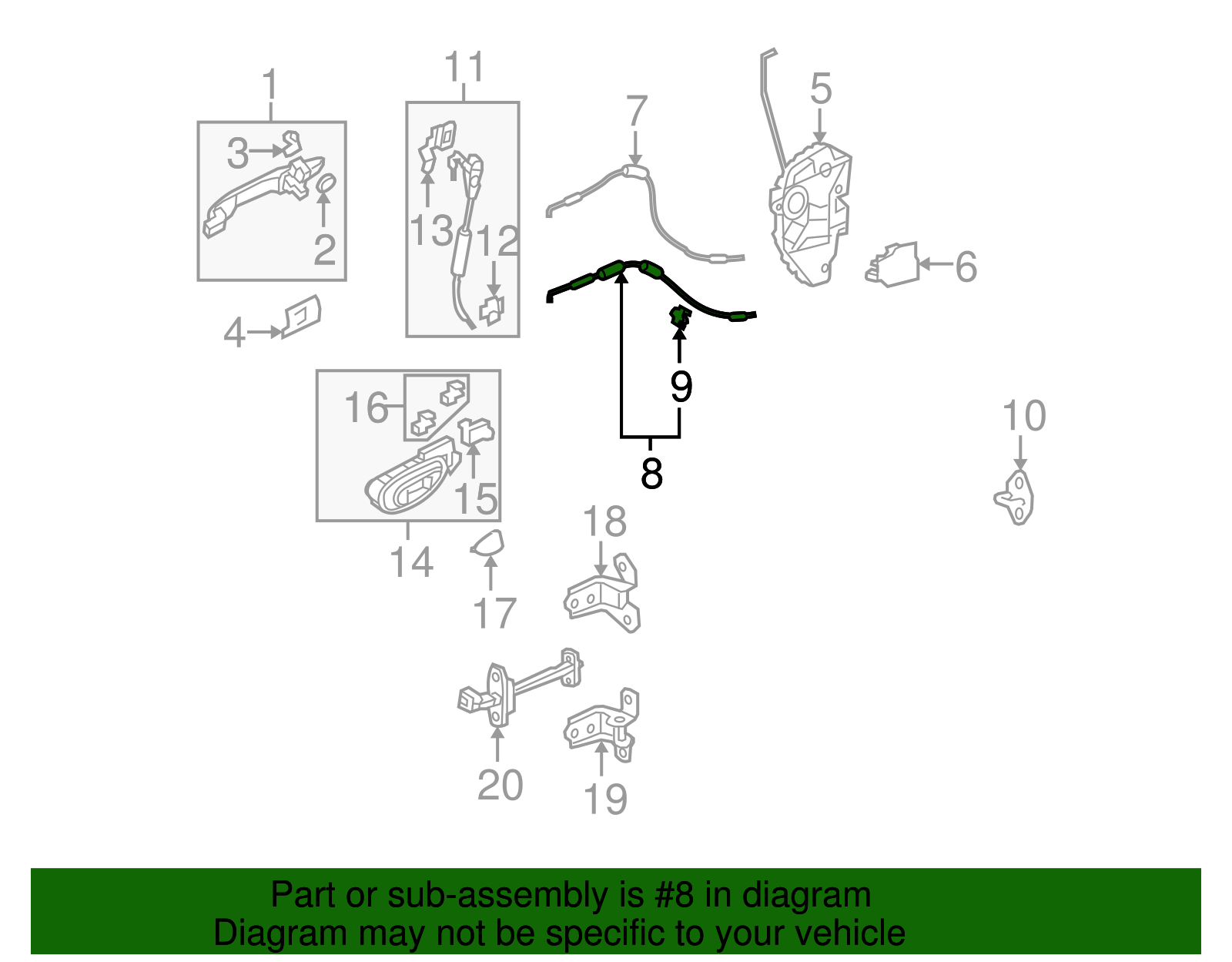 72173-SNA-A01 - 2006-2011 Honda Civic - Cable L Front Door Lock | Honda ...