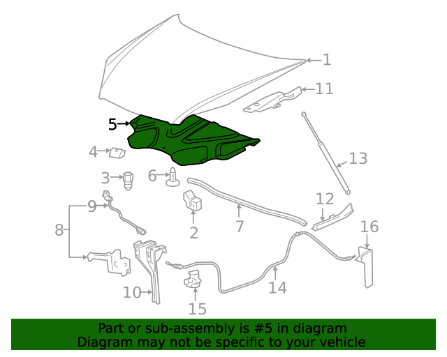 2006-2016 Chevrolet Hood Insulator 20910826 GM | GMPartsDirect.com