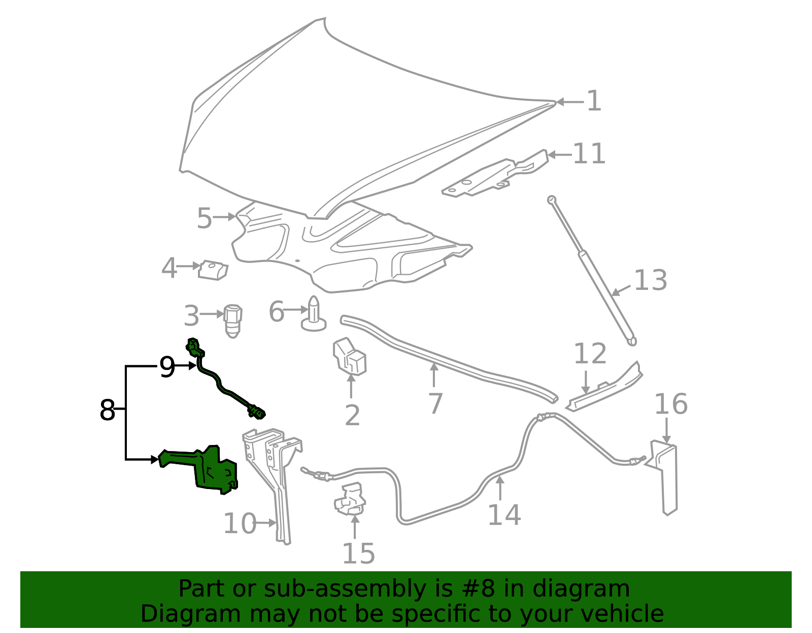 2004-2016 Chevrolet Hood Latch with Hood Ajar Indicator Switch 20763655 ...