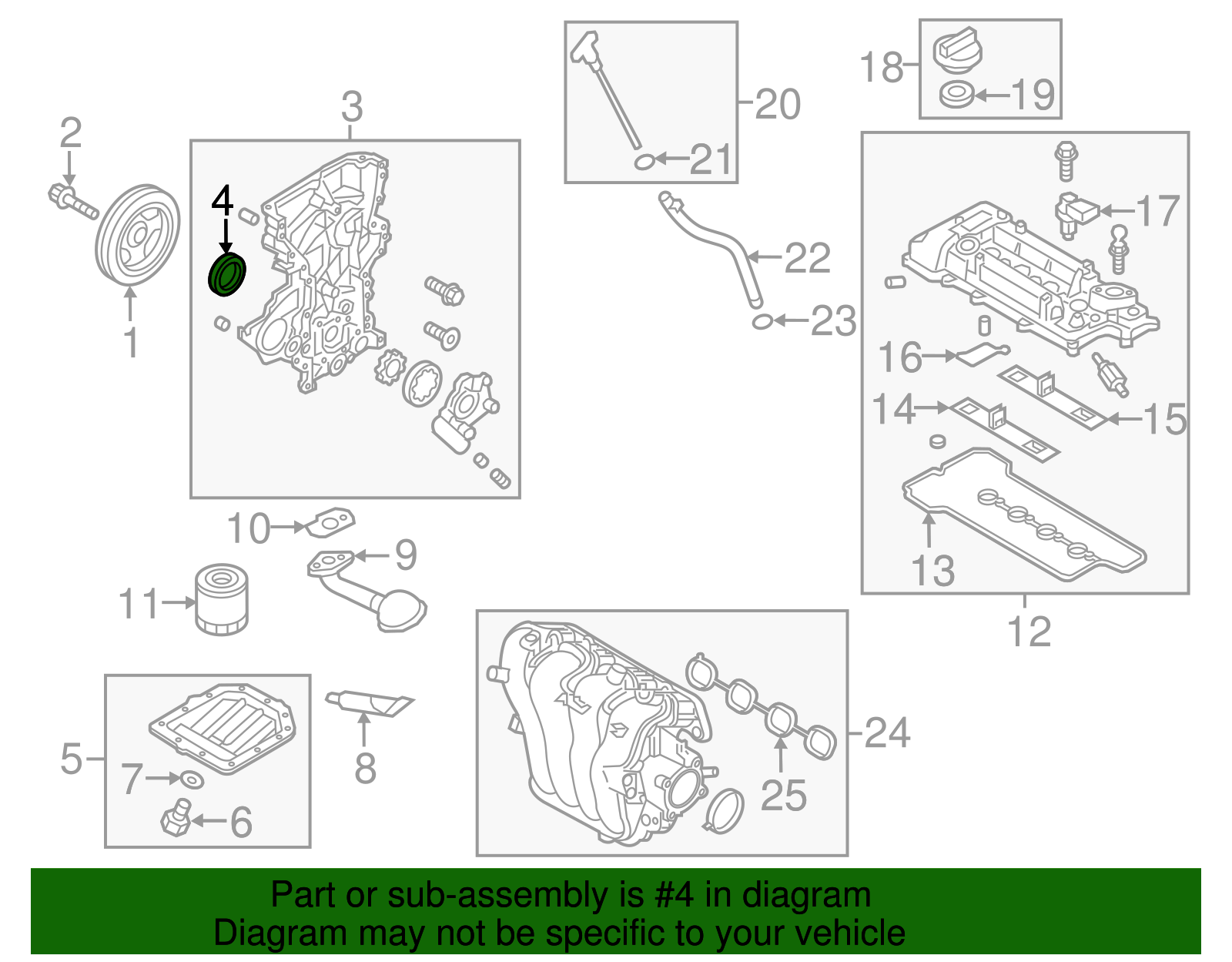 Hyundai - 21421-2B030 - Front Cover Seal - 2012-2022 Hyundai | OEM ...