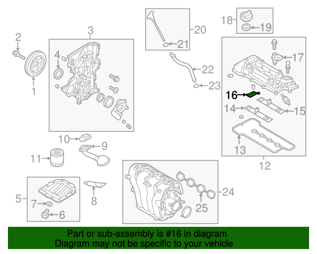 2012-2021 Hyundai Valve Cover Seal 22443-2B600 | OEM Parts Online