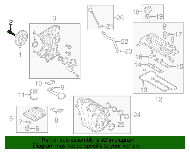 2012-2021 Hyundai Crankshaft Pulley Bolt 23127-2B700 | OEM Parts Online