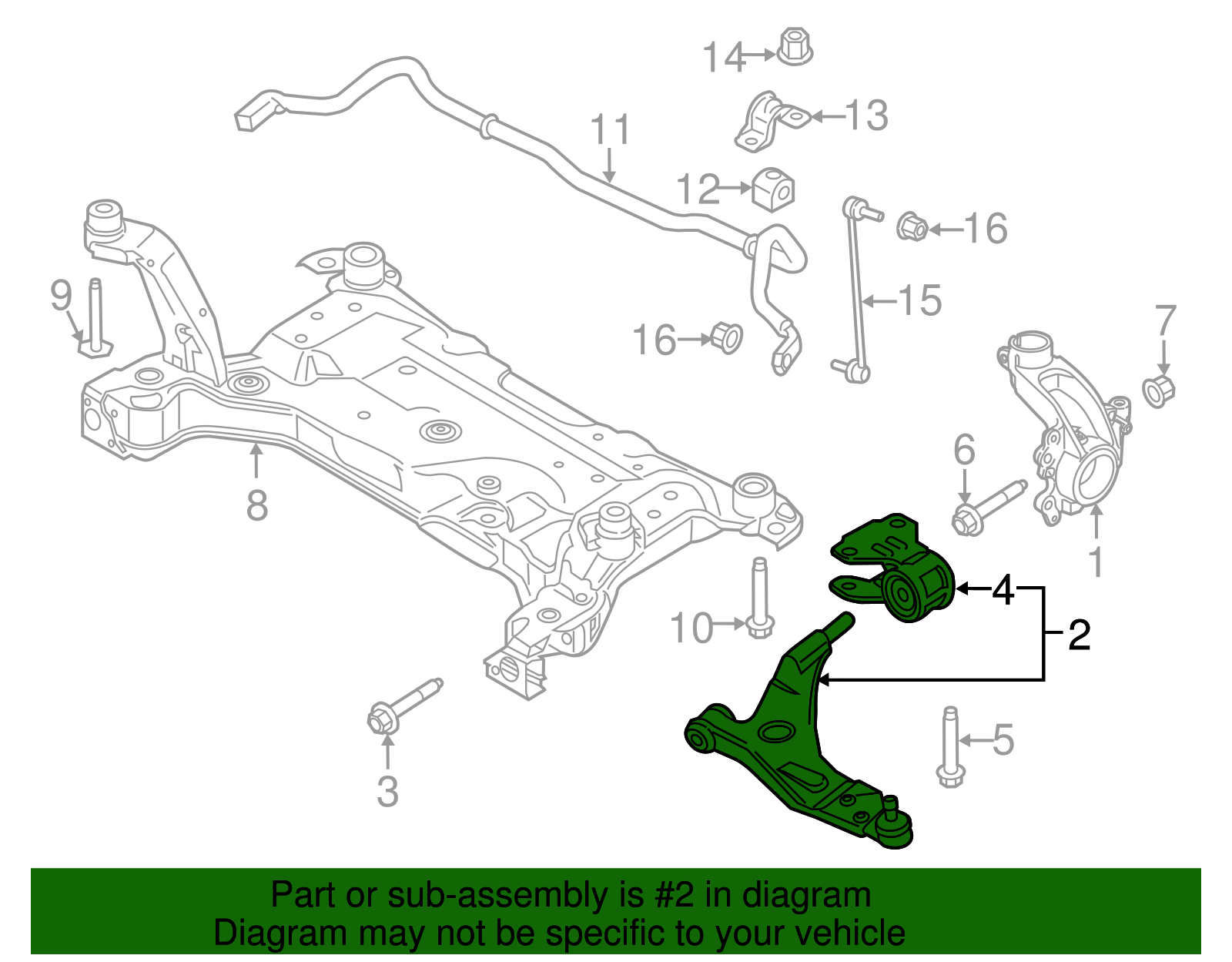 2015-2019 Lincoln MKC Lower Control Arm - Driver's Side (LH) EJ7Z-3079 ...