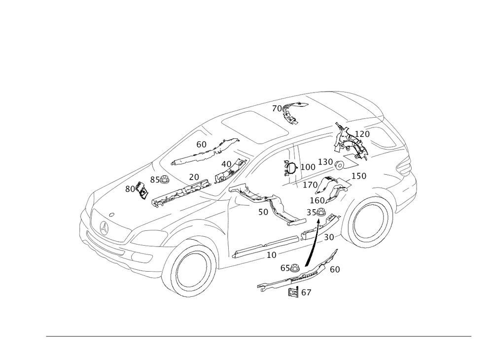 164-540-15-93 - Cable Duct 2010-2011 Mercedes-Benz ML450 | Mercedes ...