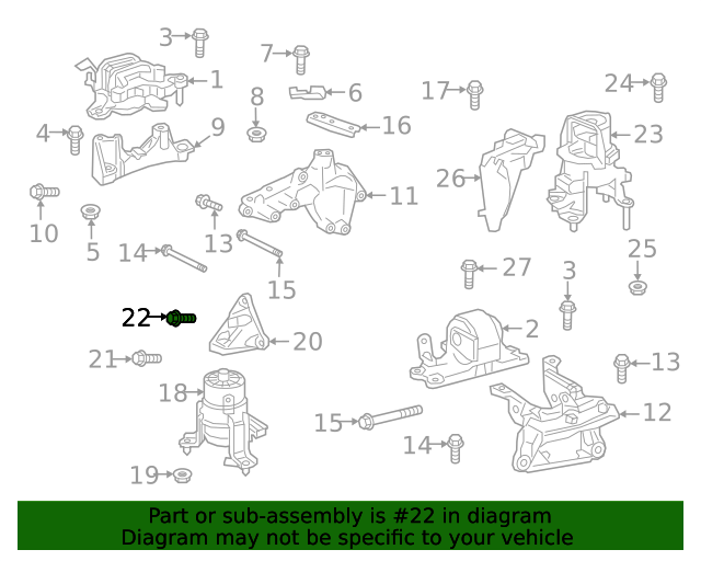 2019-2023 Toyota Front Mount Bracket Upper Bolt 90119-A0440 | Toyota Parts