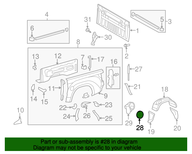 2007-2013 Toyota Tundra Fuel Filler Door 77351-0C070 | Toyota Parts Center