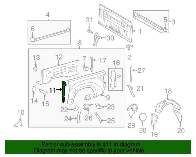 2007-2013 Toyota Tundra Corner Panel 65504-0C050 | Toyota Parts Center