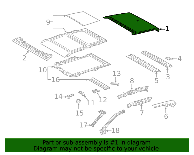 2019-2023 Toyota Roof Panel 63113-0R060 | Toyota Parts Center