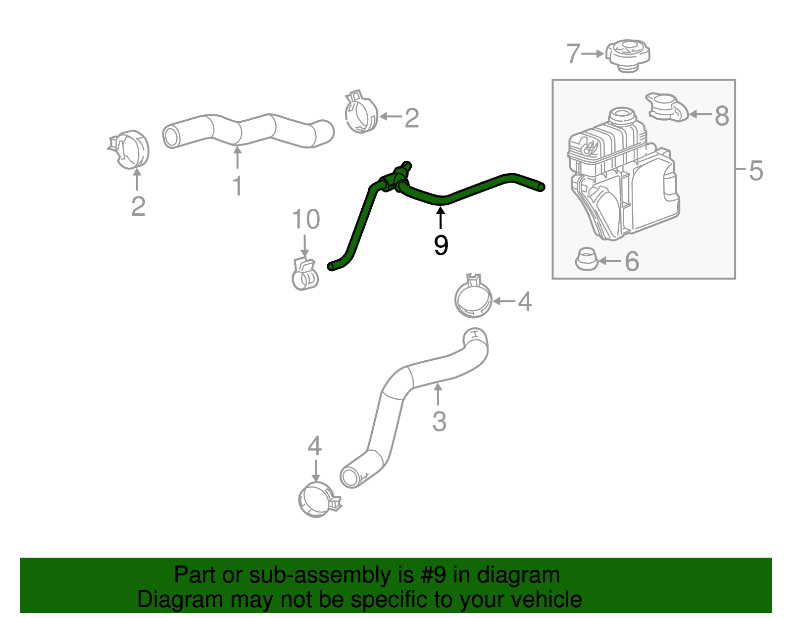2013-2023 GM Radiator Surge Tank Inlet Hose (Replaces Part Number ...