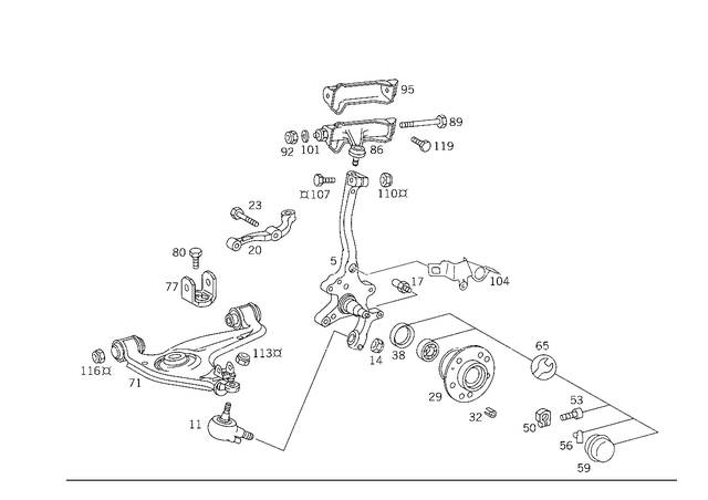 140-330-80-07 - Transverse Control Arm 1984-1993 Mercedes-Benz ...