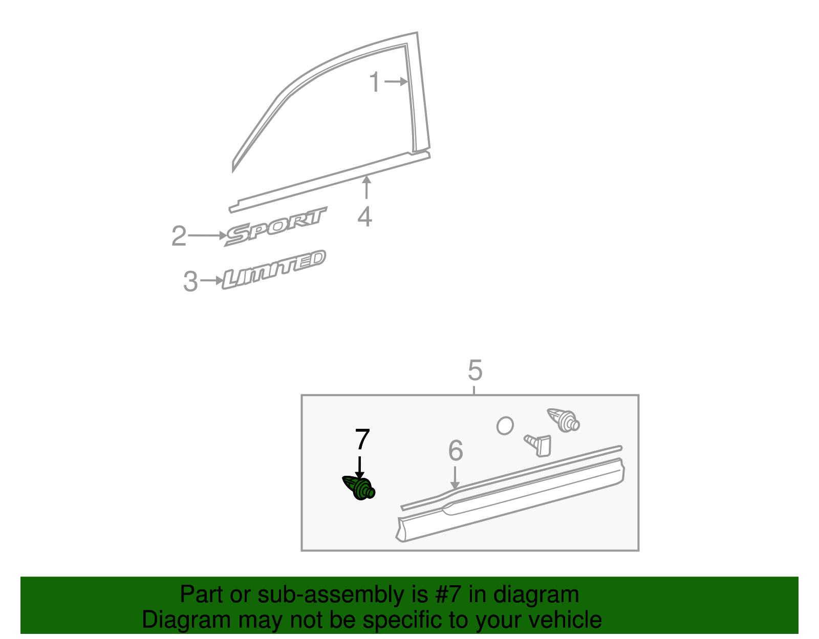 2011-2013 Toyota Highlander Body Side Molding Clip 75397-0E010 | Toyota ...