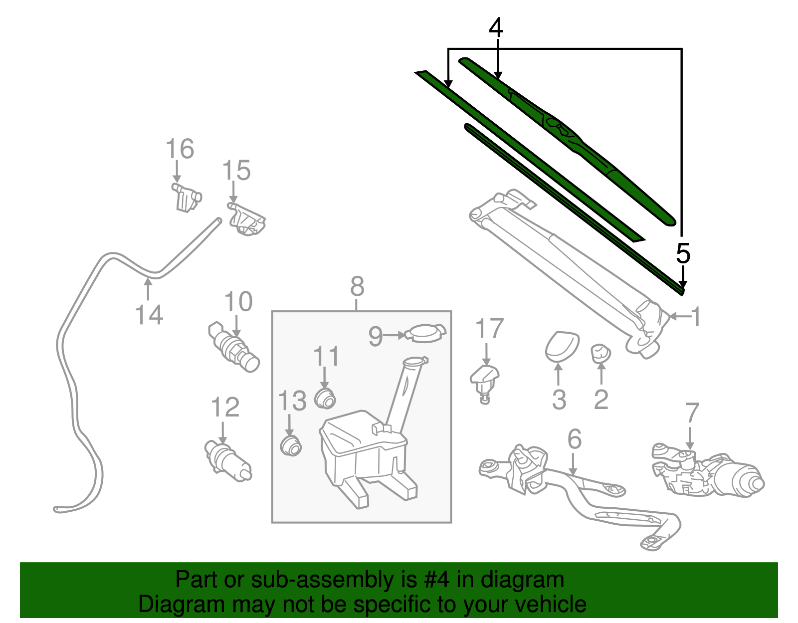 OEM 2012-2018 Toyota Yaris Windshield Wiper Blade (Left, Front) Part ...