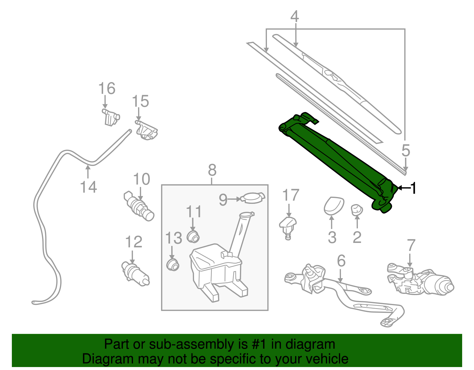 2012-2013 Toyota Yaris Windshield Wiper Arm (Left, Front) 85221-52371 ...