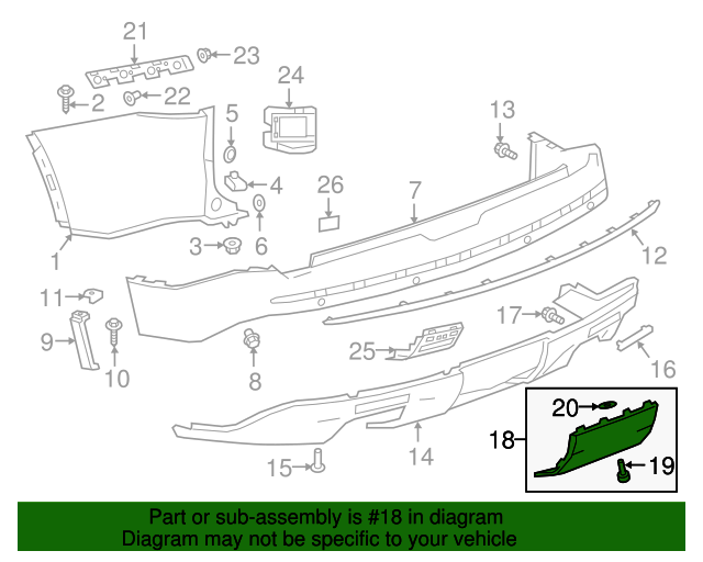 2018-2023 Chevrolet Traverse Rear Bumper Fascia Rear Multifunction ...