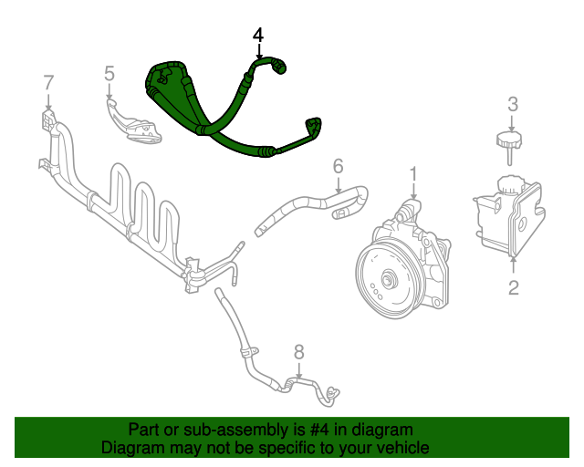 204-460-43-24-64 - Power Steering Pressure Hose 2010-2012 Mercedes-Benz ...