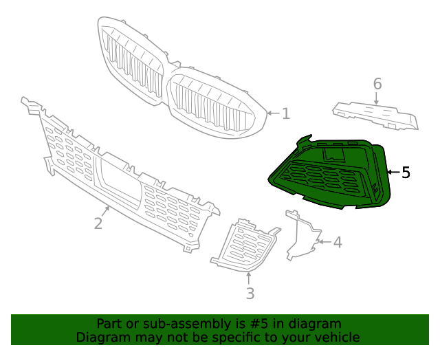 Genuine BMW 51-11-8-069-372 | Grille, Air Intake Open - Right | FREE ...