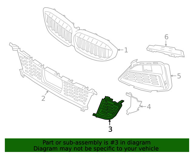 Genuine BMW 51-11-8-075-601 | Grille Center Left | FREE Shipping on ...