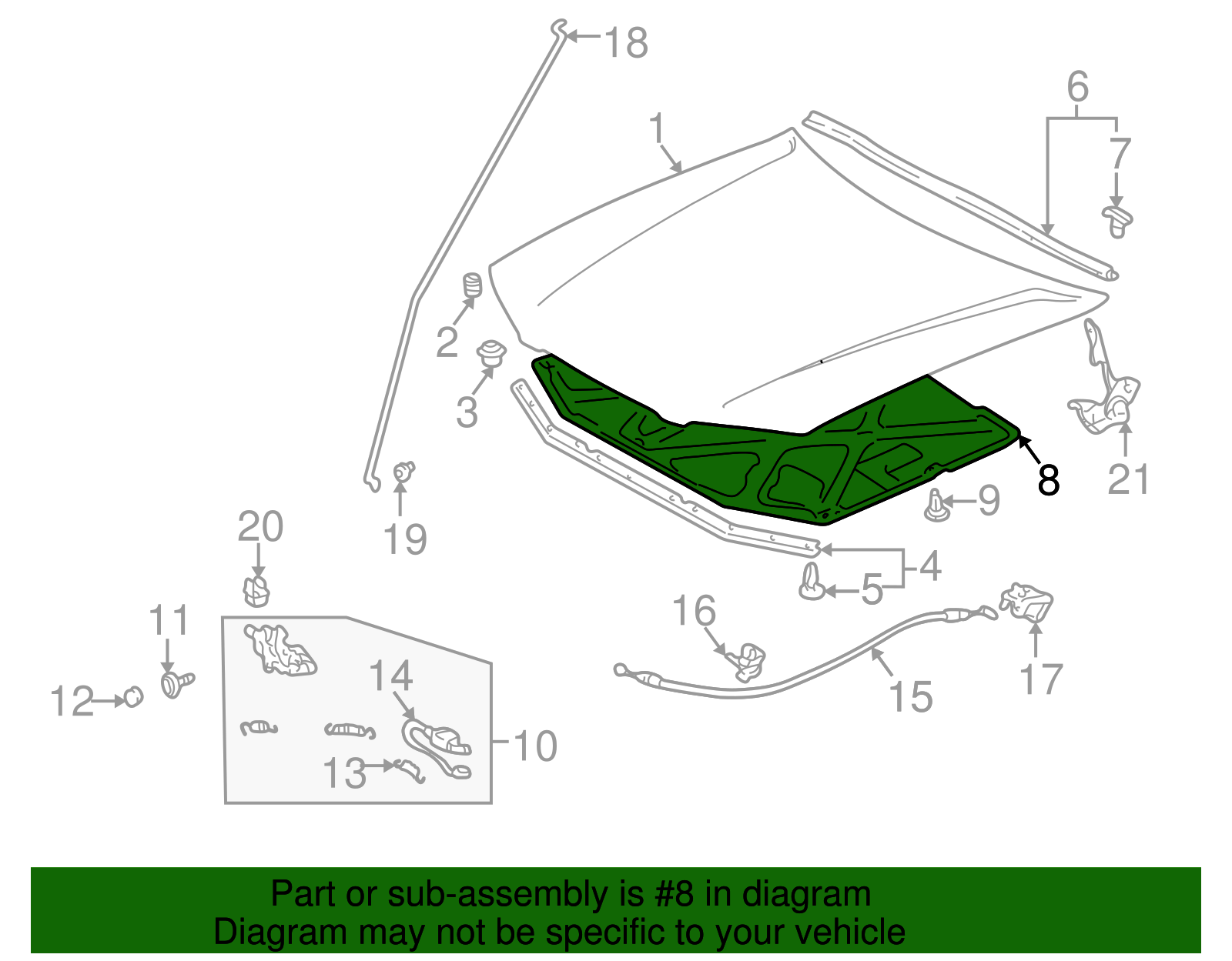 1997-2001 Toyota Camry Hood Insulation Pad 53341-06031 ...