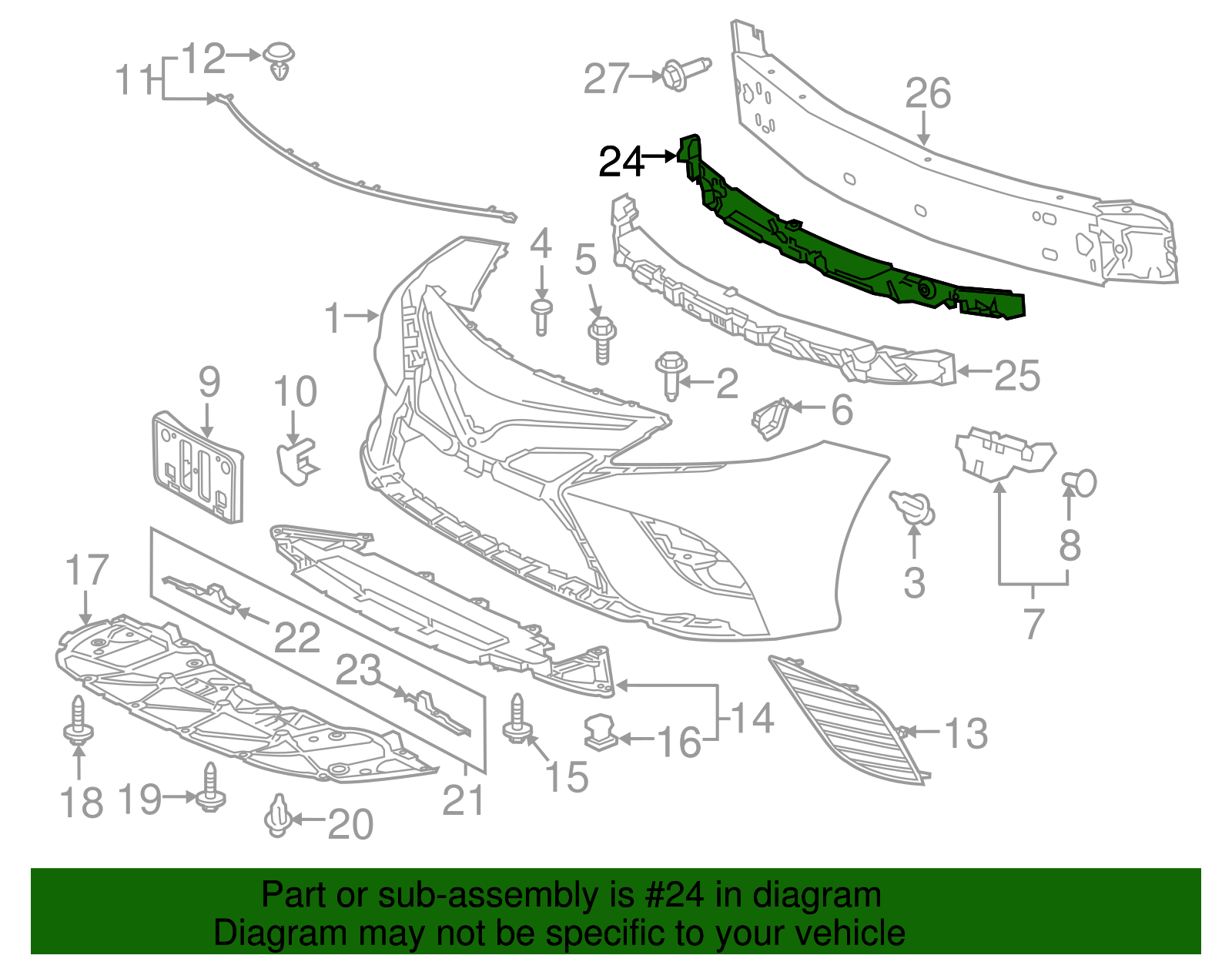 2018-2024 Toyota Camry Bumper Impact Absorber (Front) 52614-06010 ...