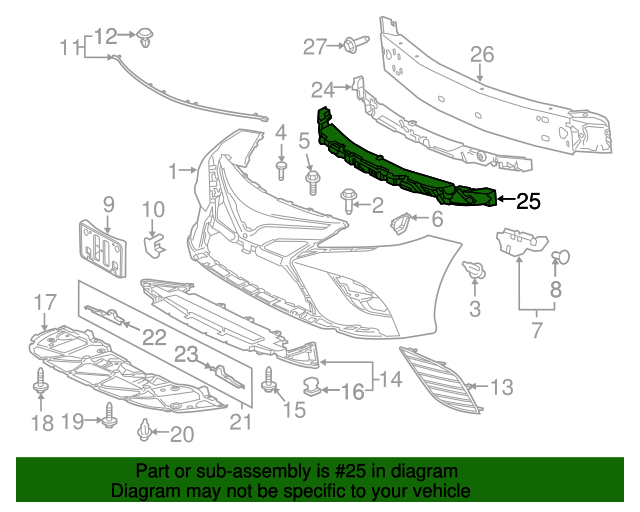 2018-2024 Toyota Camry Bumper Impact Absorber 52611-06570 ...