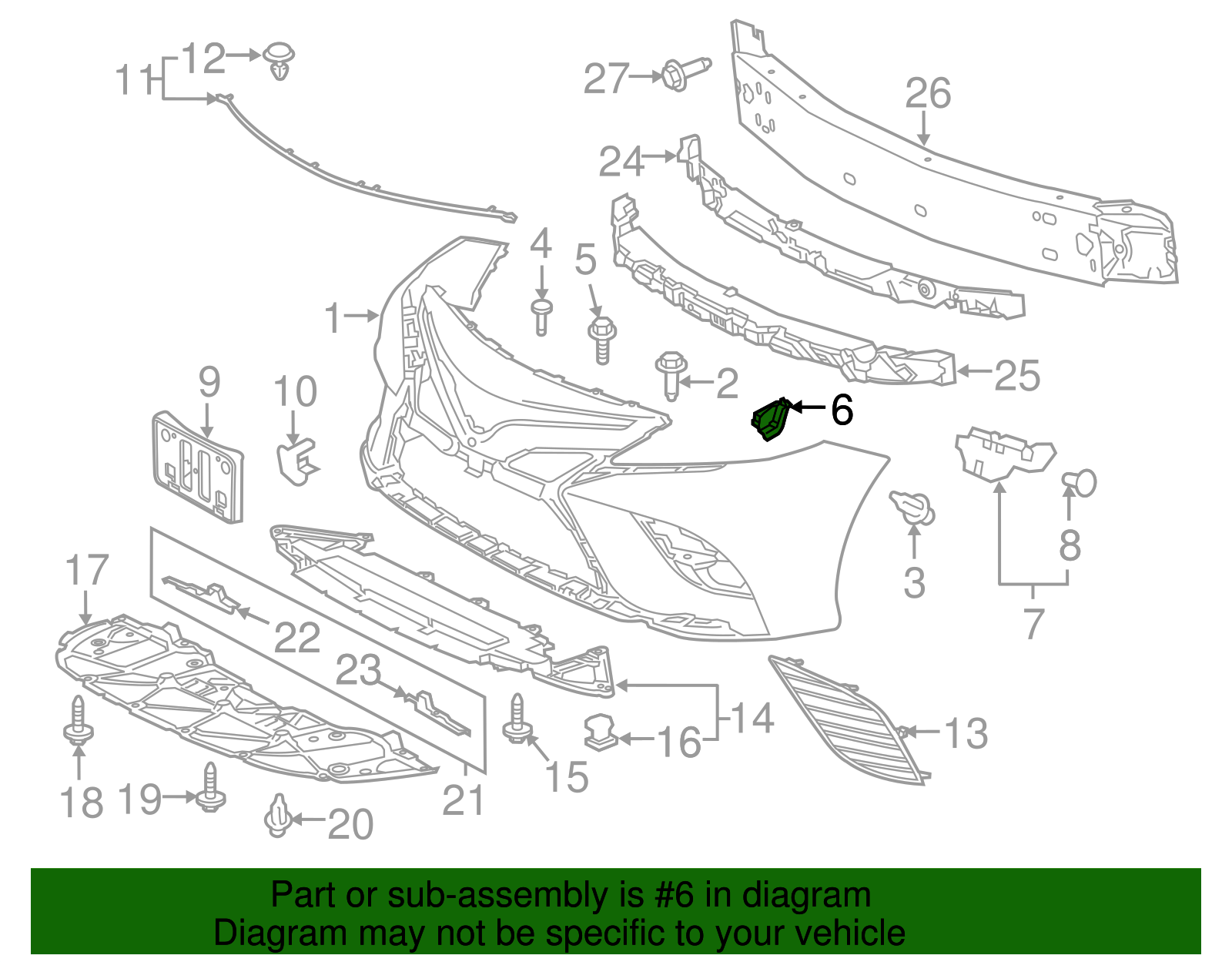 2018-2024 Toyota Camry Bumper Cover Pad 52423-06020 | Lithia Toyota Parts