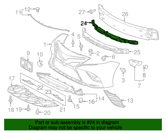 2018-2023 Toyota Camry Bumper Impact Absorber (Front) 52614-06010 ...
