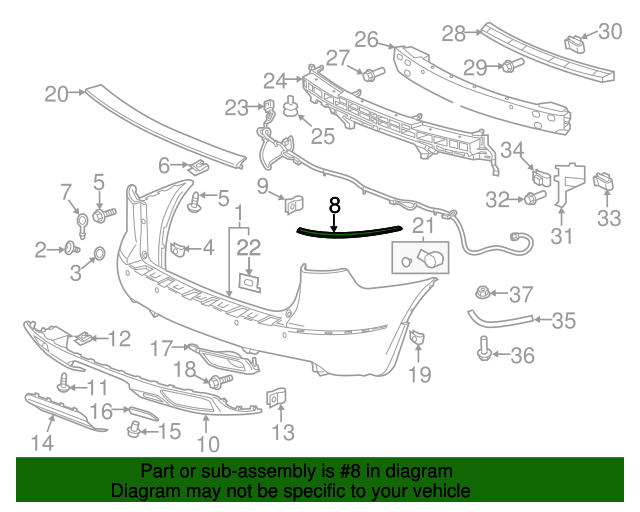 2013-2017 Buick Enclave Passenger Side Rear Bumper Fascia Molding ...