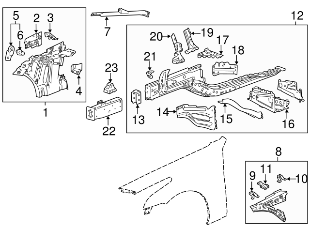 84161385 - Passenger Side Front Compartment Outer Side Rail Extension ...