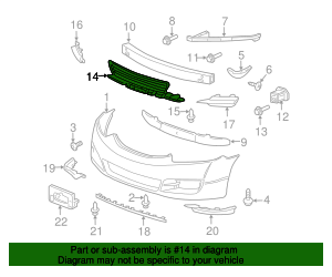 71107-SVA-A50 - Grille Front Bumper Center (Lower) - 2009-2011 Honda ...