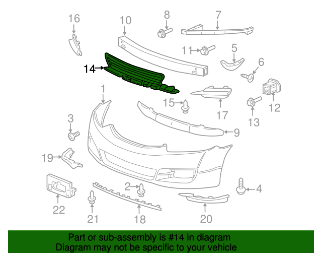 71107-SVA-A50 - Grille Front Bumper Center (Lower) - 2009-2011 Honda ...