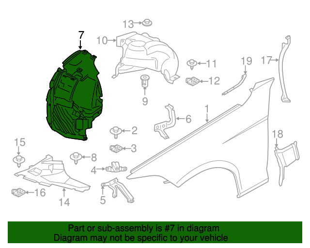 51718054279 - 2015-2020 BMW Cover Wheelhousing Front Sec 9100000F82 (51 ...