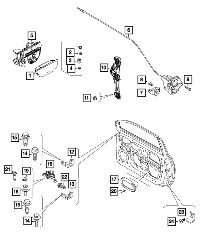 2024 Fiat 500E Front Door Latch, Left 68656037AA | My Mopar Parts