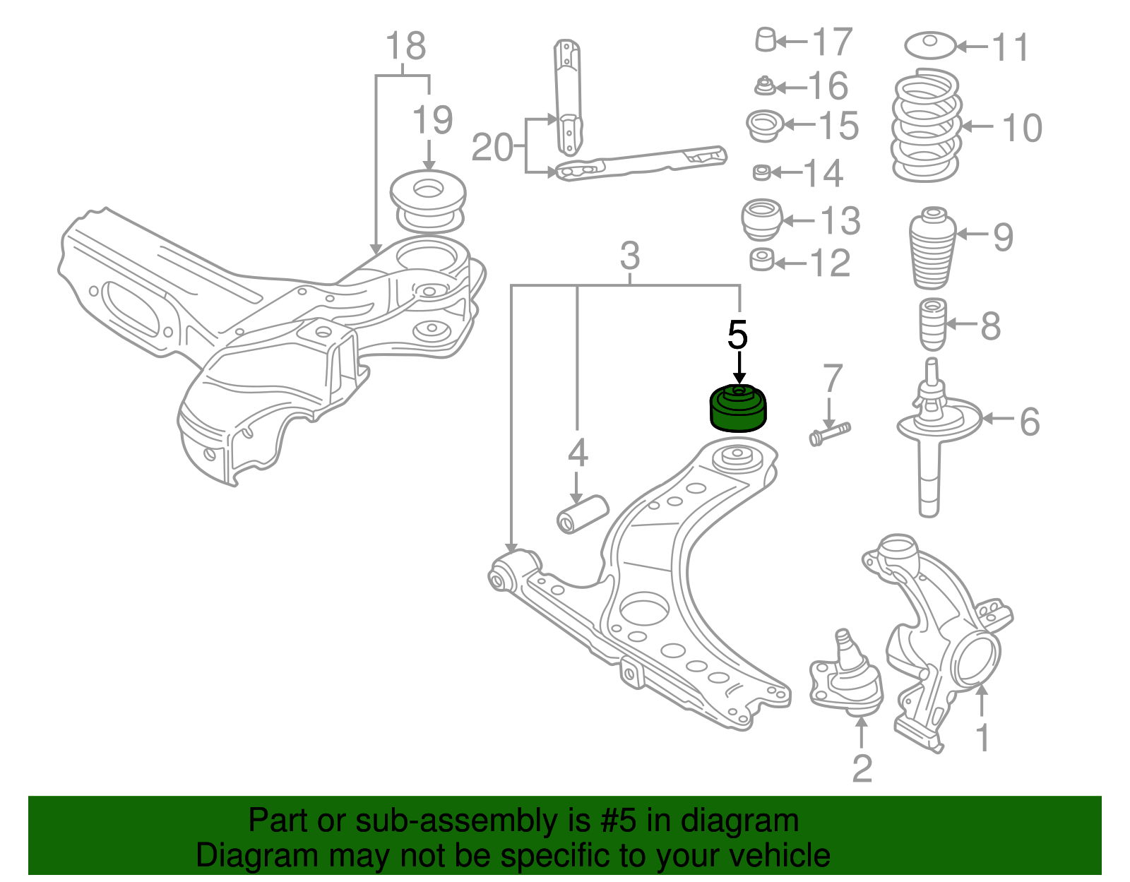 2000-2006 Audi Lower Control Arm Rear Mount 8N0-407-181-B | Audi USA Parts