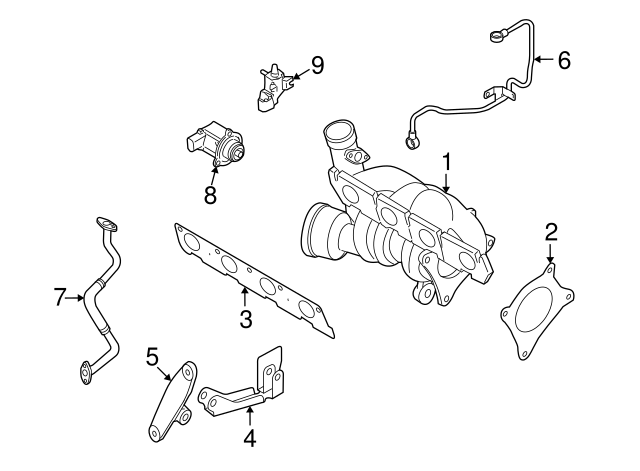 2007-2009 Audi Turbocharger Bracket 06D-145-533-B | TascaParts.com